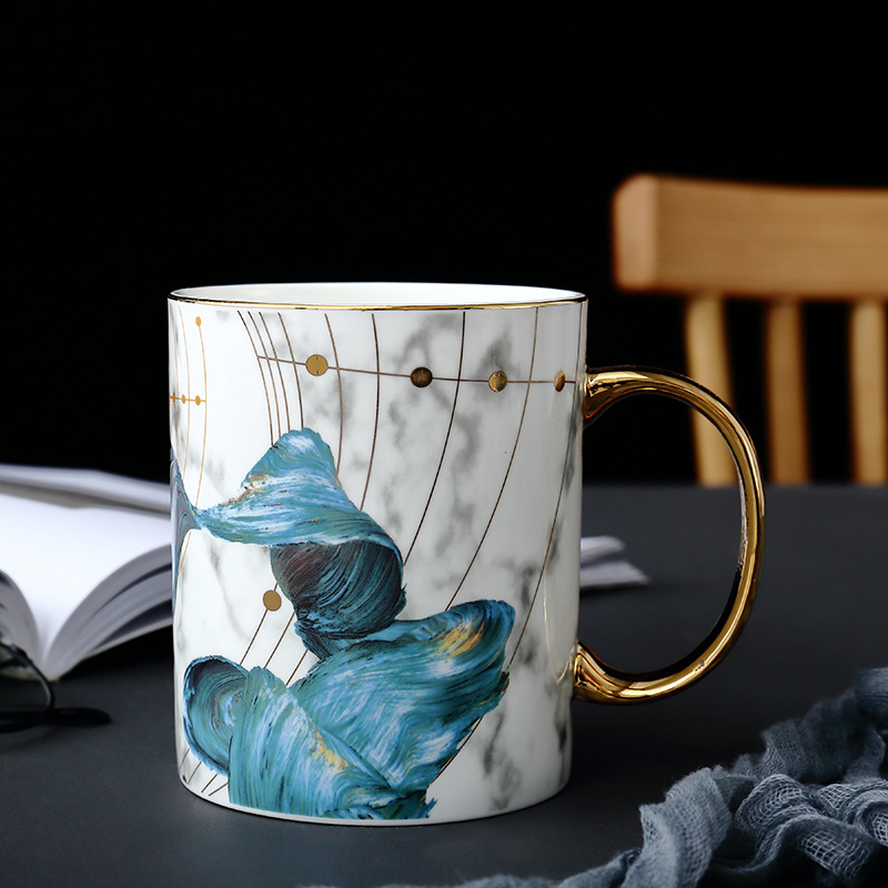 Marble-pattern Ceramic Cup High-end Bone China Mug Creative Coffee Cup ...