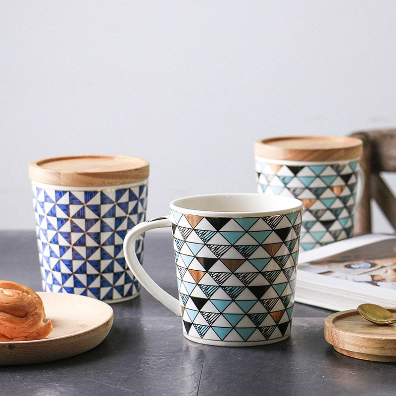 Matte Ceramic Mug Coffee Mug Milk Mug Geometric Triangle Mug - Buy ...