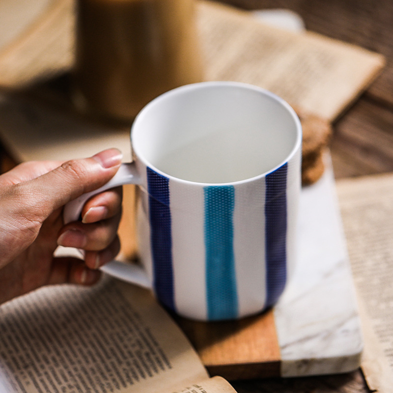 Retro Reinforced Porcelain Mug Coffee Mug Water Mug Milk Mug Embossed ...